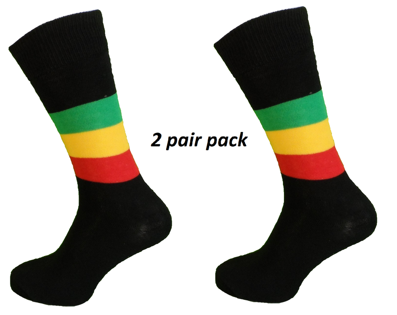 Mens 2 Pair Pack Rasta Striped Socks|Mazeys – Ikon Original